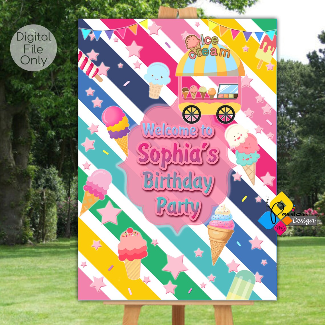 Printable ICE CREAM Welcome Board. Ice Cream Theme Birthday - Etsy UK