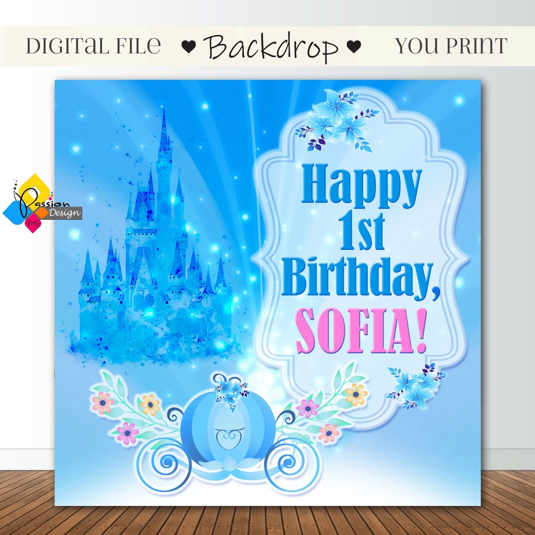 Printable PRINCESS Castle Carriage Blue Backdrop. Princess Castle ...