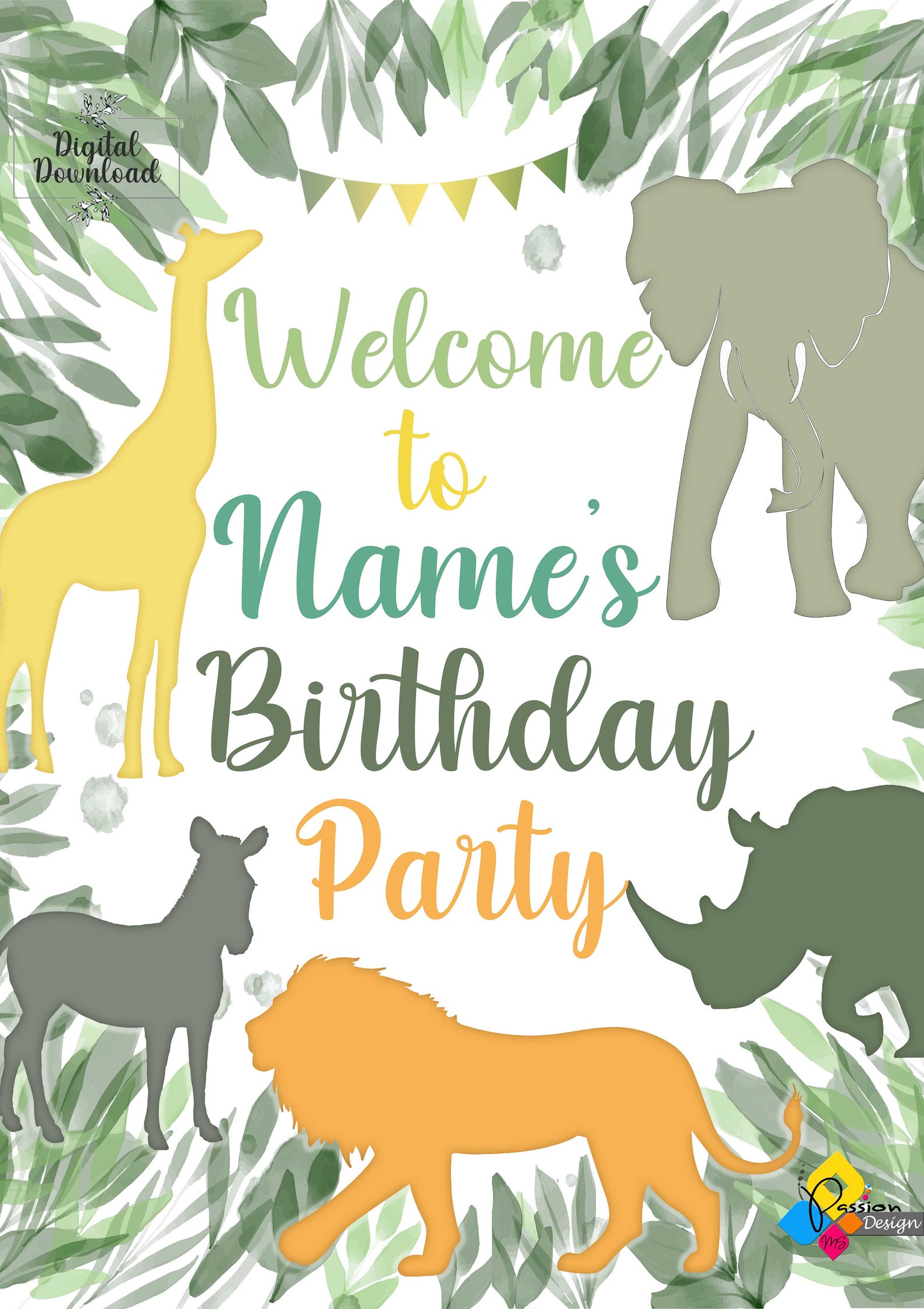 Printable SAFARI ANIMALS Welcome Board. Safari Birthday Party - Etsy UK