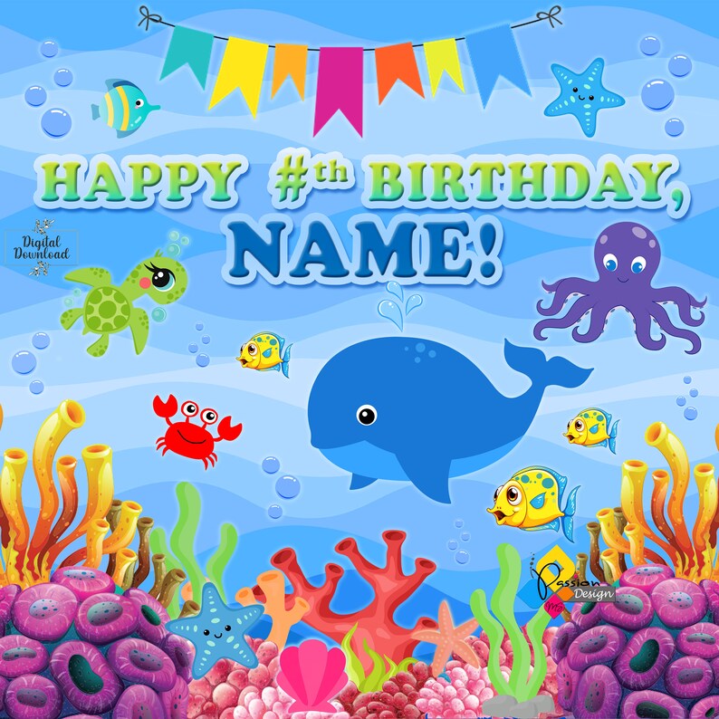 Printable UNDER THE SEA Birthday Backdrop. Custom Under the | Etsy