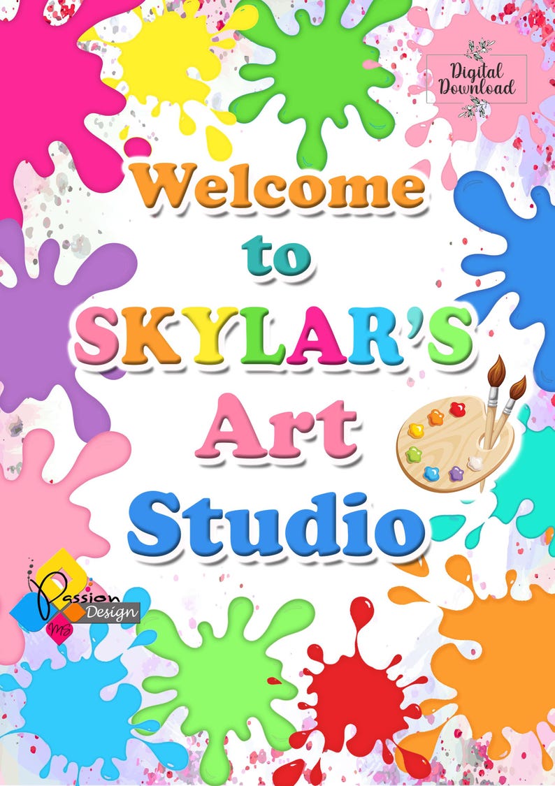 Printable Art Party Welcome Board. Painting Birthday Party Decor ...