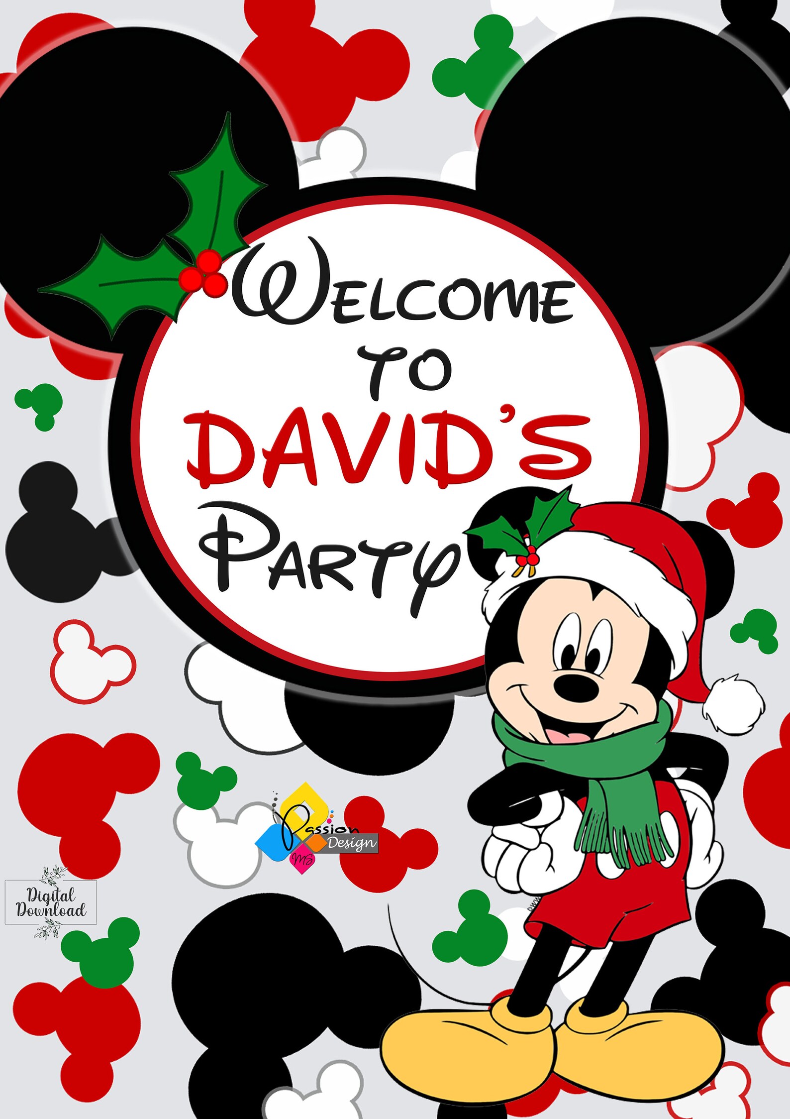 Printable MICKEY MOUSE Christmas Welcome Board. Custom Mickey - Etsy