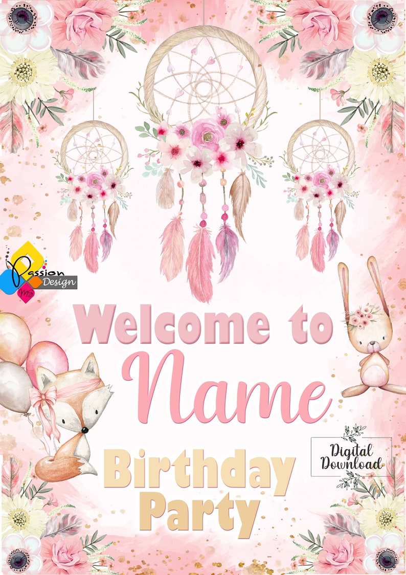Printable BOHO ANIMALS DESIGN Welcome Board. Boho Theme - Etsy