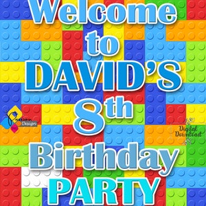 Printable BUILDING BLOCKS Birthday Welcome Board. Building Blocks ...