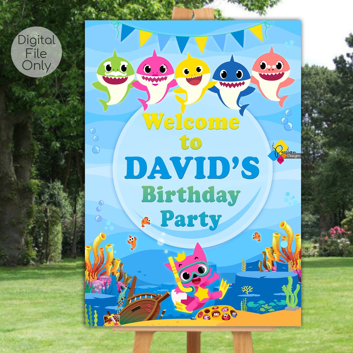 Printable BABY SHARK Welcome Board. Personalized Baby Shark | Etsy