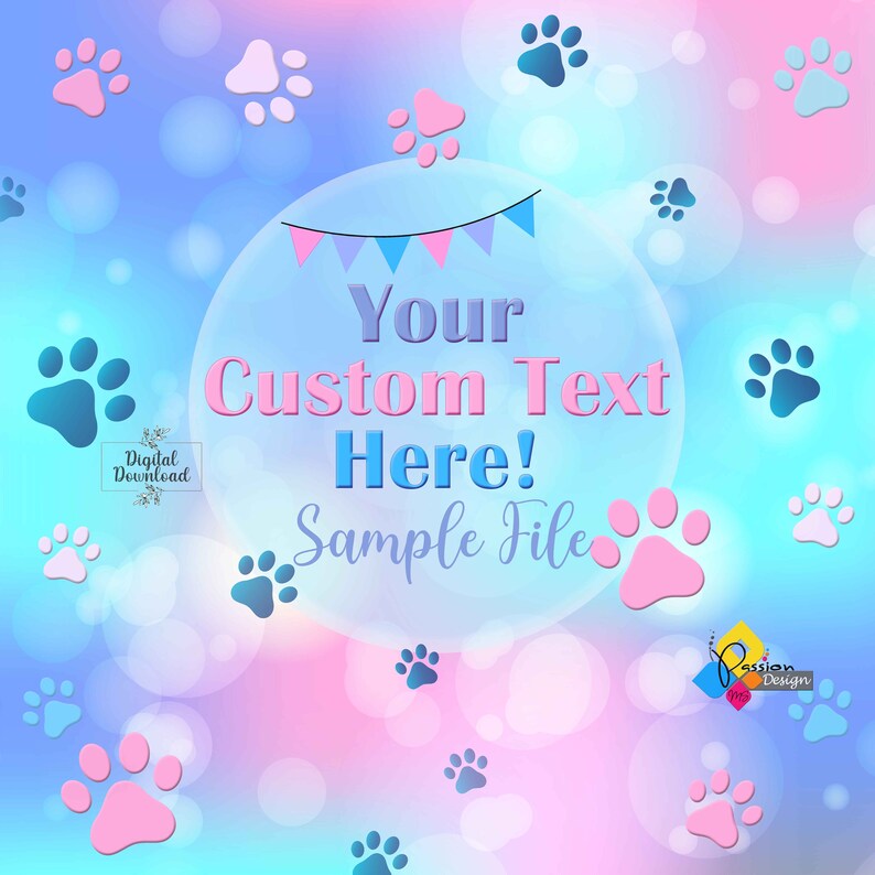Printable PAWS PARTY Backdrop. PAWS Pink Blue Boy Girl Party - Etsy