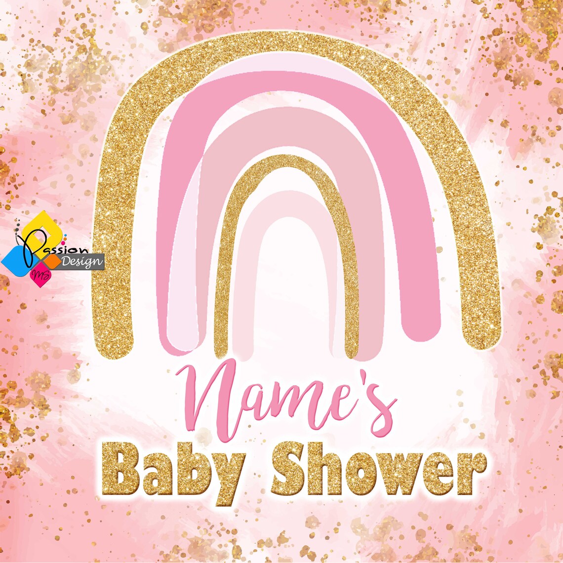 Printable PASTEL COLORS Pink RAINBOW Backdrop. Baby Shower - Etsy