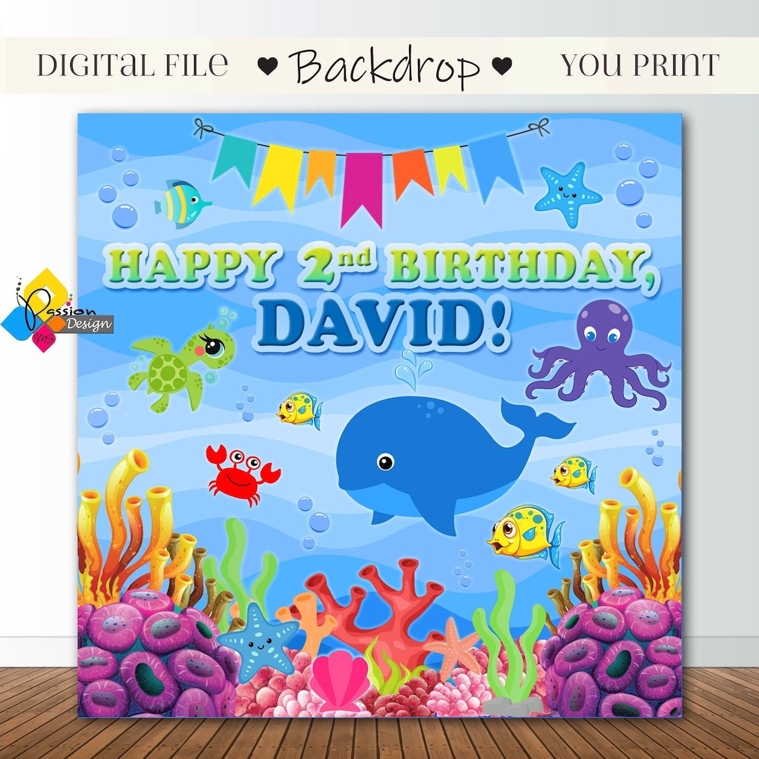 Printable UNDER THE SEA Birthday Backdrop. Custom Under the Water Party ...