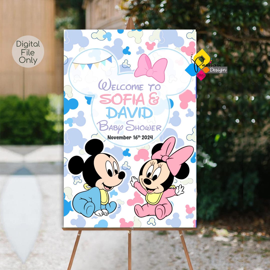 Printable MICKEY and MINNIE MOUSE Baby Shower Welcome Board. Custom ...