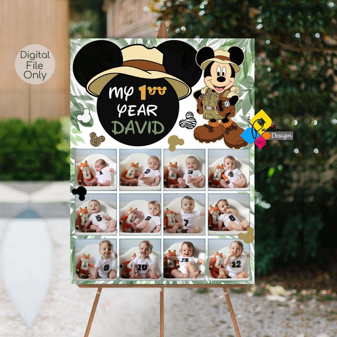 Printable MICKEY MOUSE Safari Baby's First Year Photo Poster. Mickey ...