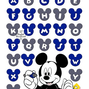 MICKEY Mouse Alphabet Poster. PRINTABLE Wall Art. Mickey Mouse Navy ...