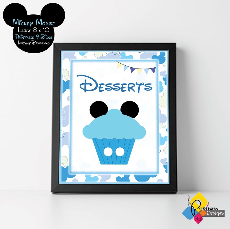 Printable Baby Mickey Mouse 9 Birthday Party Signs. Instant - Etsy