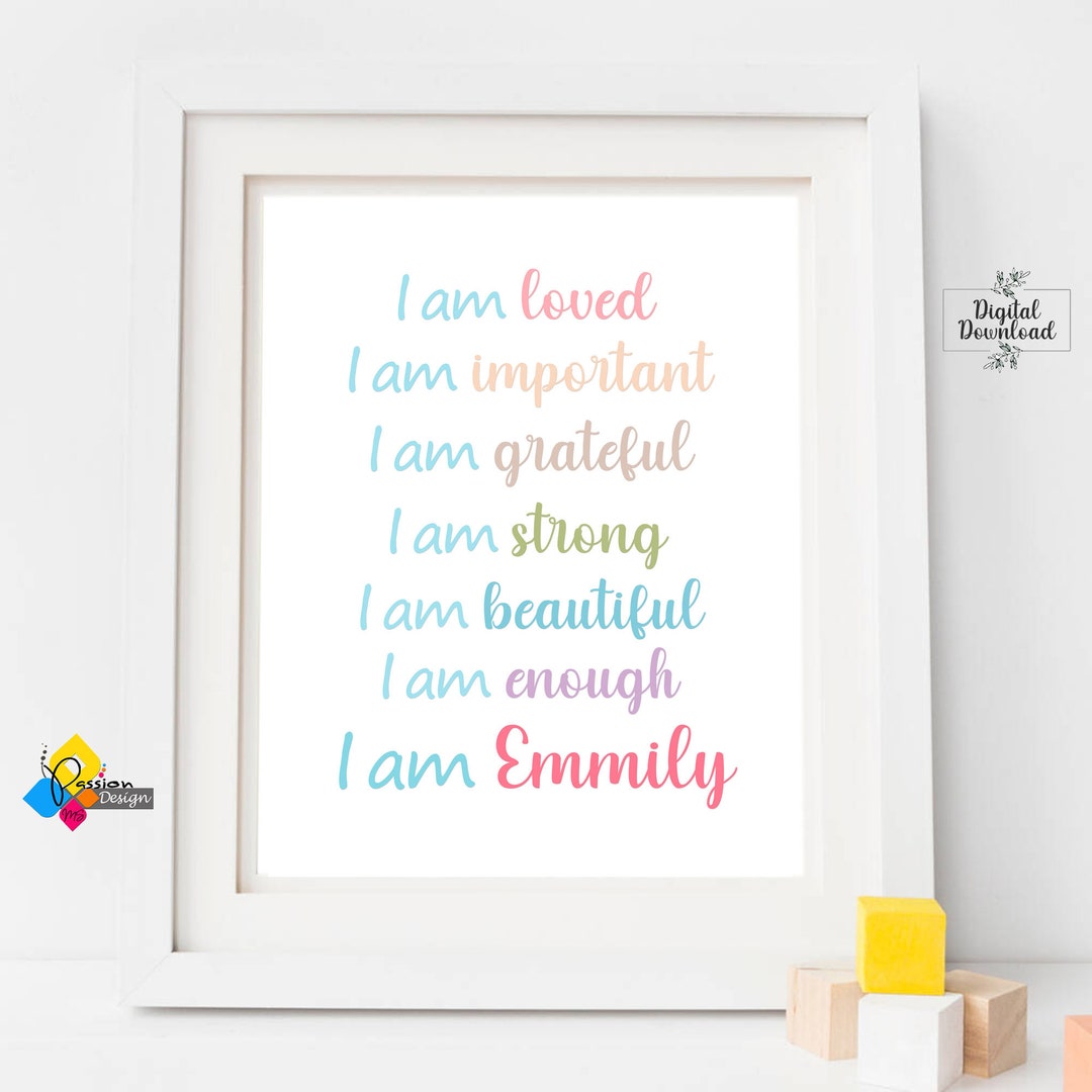 Positive Affirmations Printable Pastel Colors Poster. Personalized ...