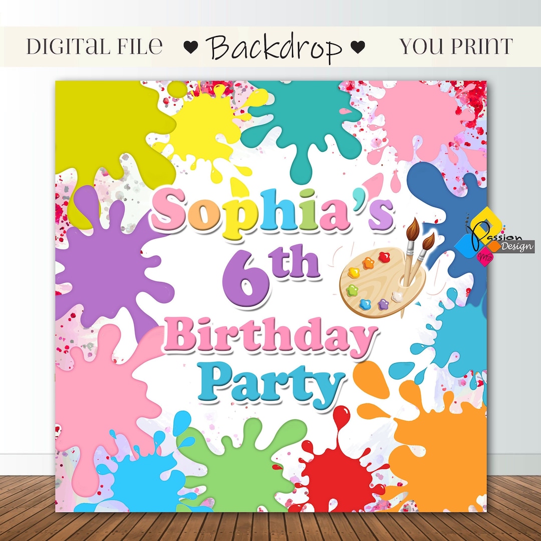 Printable Art Party Backdrop. Painting Birthday Party Decor. Custom ...