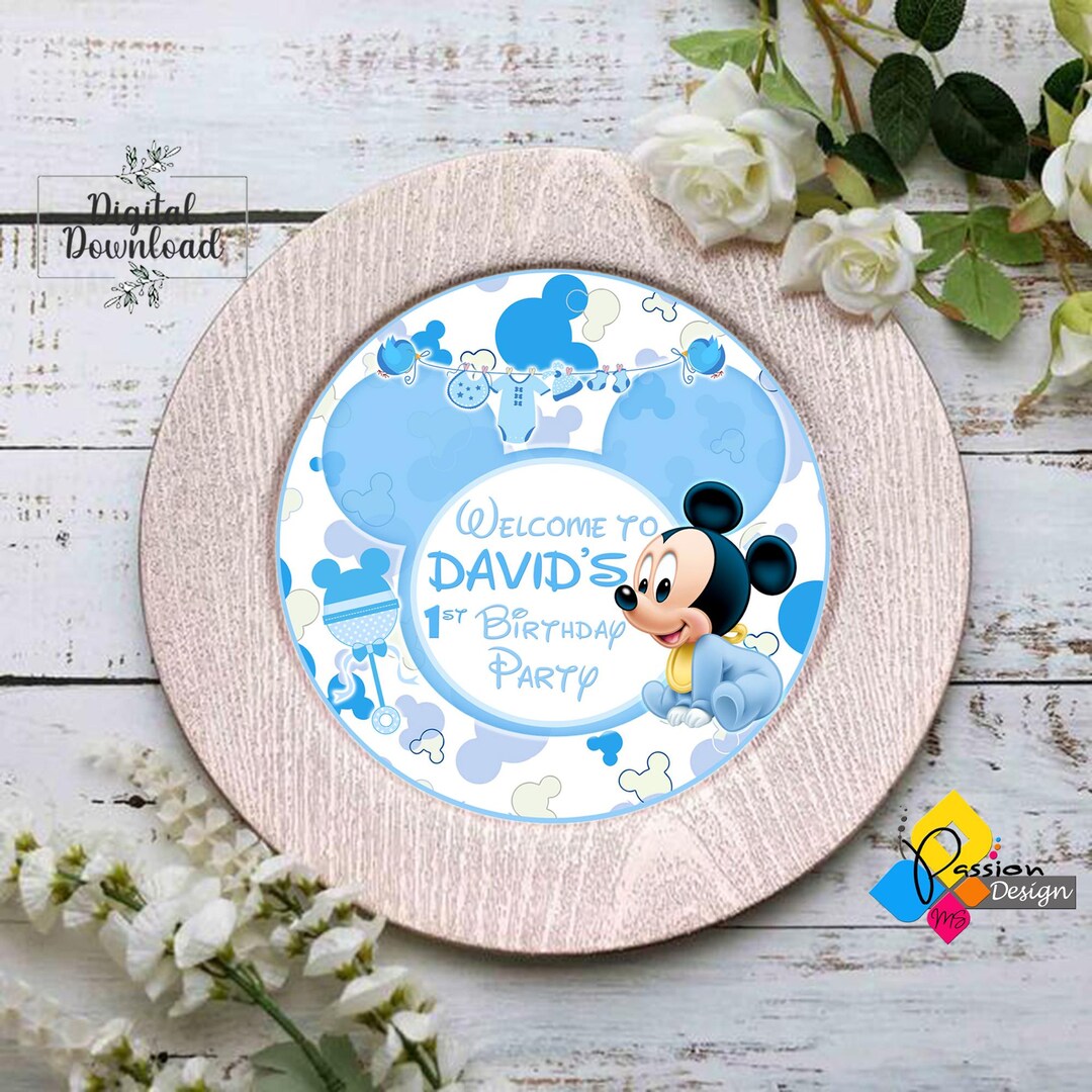 Printable Baby MICKEY MOUSE Charger Plate Insert. Personalized Mickey ...