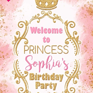 Printable PRINCESS Party Pink Gold Welcome Board. Princess Theme ...