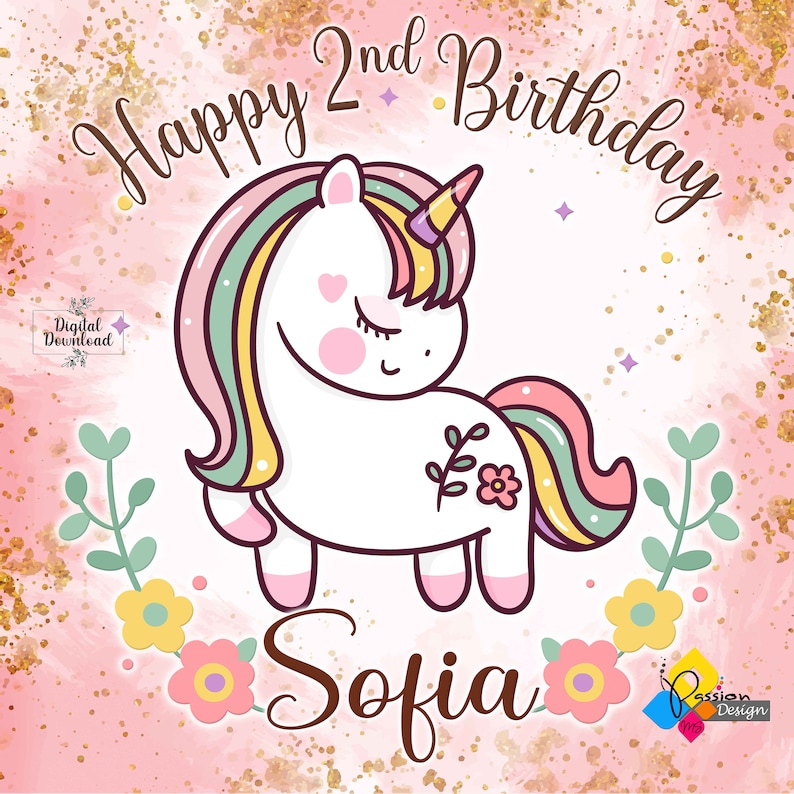 Printable UNICORN Birthday Backdrop. Custom Unicorn Party - Etsy