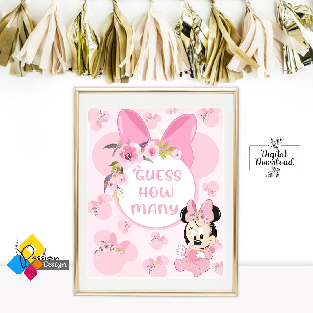 Printable Baby MINNIE MOUSE Guess How Many Game Sign and Cards. MINNIE ...