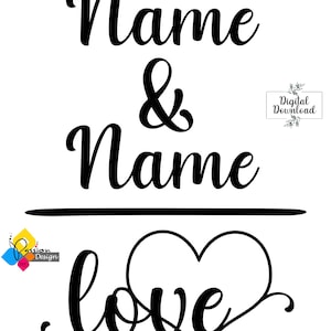 Custom LOVE Printable Names Poster. Personalized Heart Line Art Poster ...