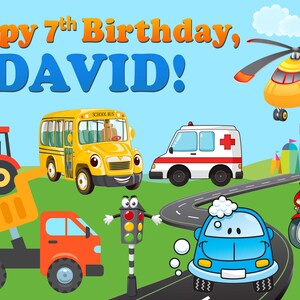 Printable TRANSPORTATION Backdrop. Boy Birthday Vehicle Party Decor. 4 ...