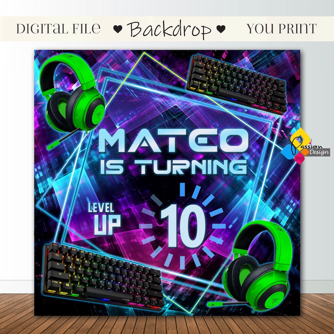 Printable GAMING Birthday Backdrop. Digital Video Game Party Decor ...