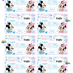 Printable Baby MICKEY and Minnie MOUSE Diapers and Wipes Raffle Kit ...