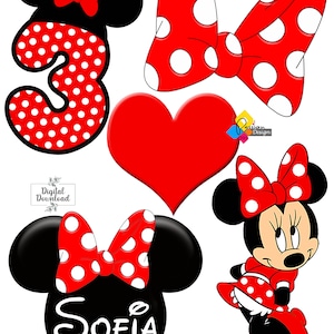 Printable MINNIE MOUSE Red Birthday Cake Toppers. Party Centerpieces ...
