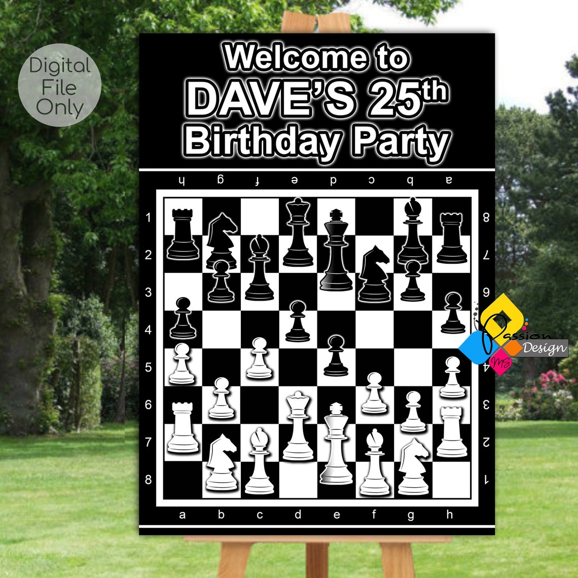 Printable Chess Checkmate Theme Black White Welcome Board. - Etsy