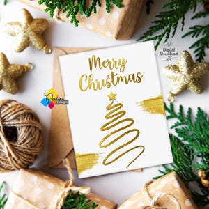 Digital CHRISTMAS Gold Card, Poster Design. Instant Download Merry ...