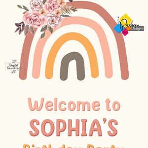 Printable BOHO RAINBOW Welcome Board. Boho Birthday Party Decor. Custom ...
