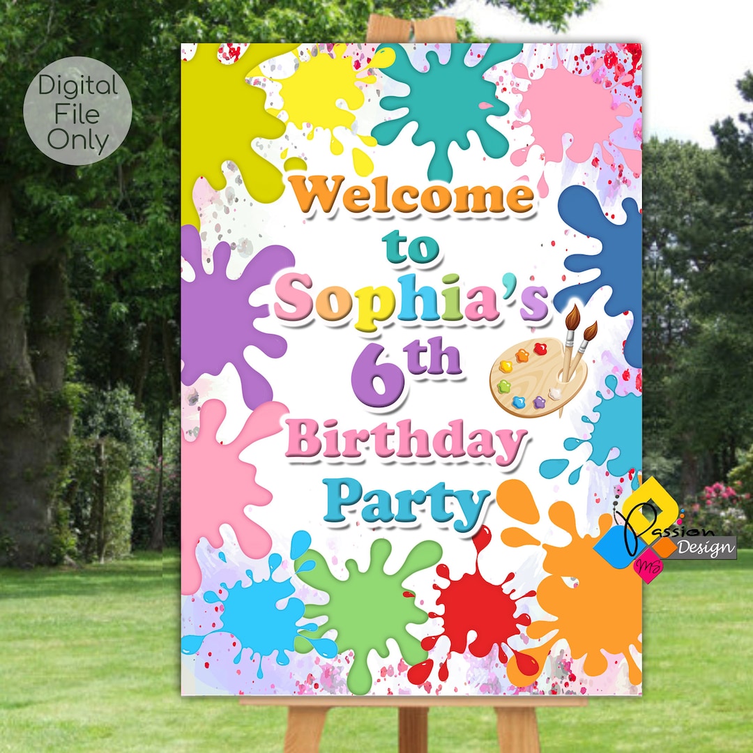Printable Art Party Welcome Board. Painting Birthday Party Decor ...