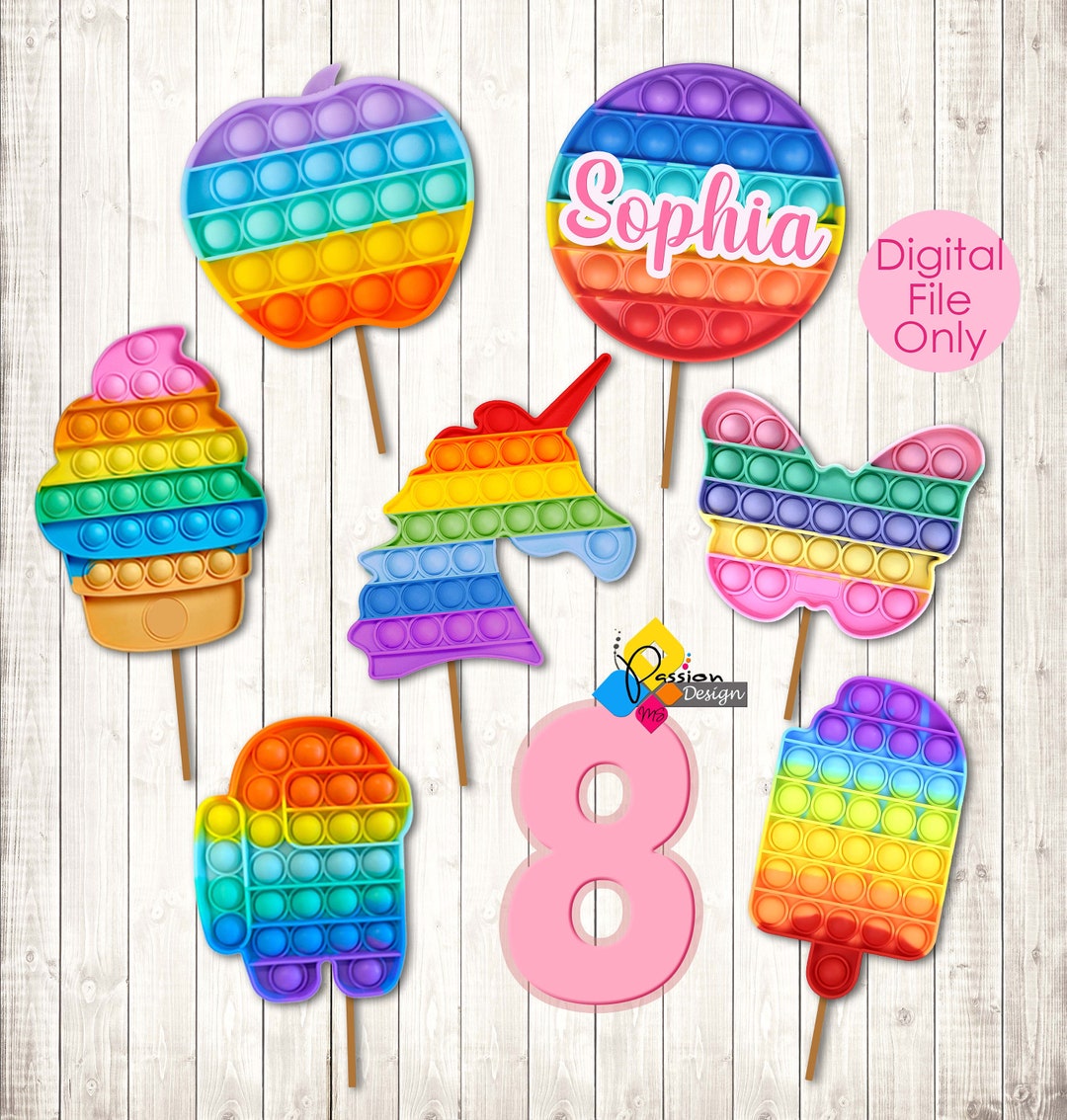 Printable POP IT Fidget Birthday Cake Toppers Party - Etsy UK