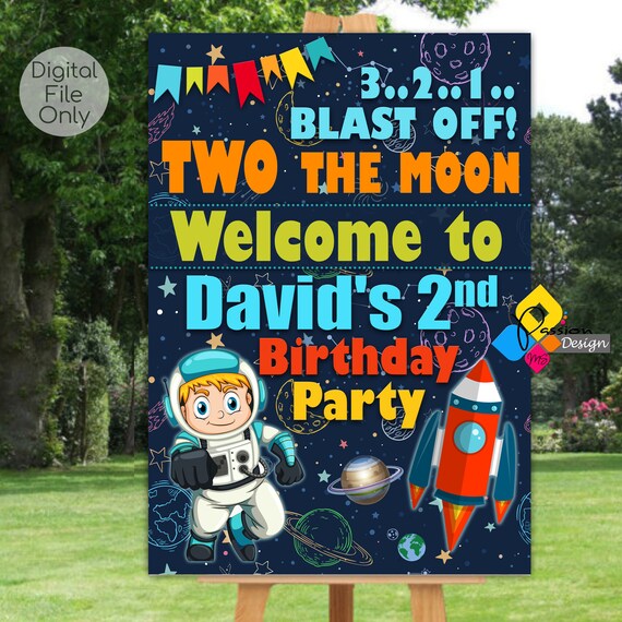 Printable SPACE Little Astronaut Planets Rocket Welcome | Etsy