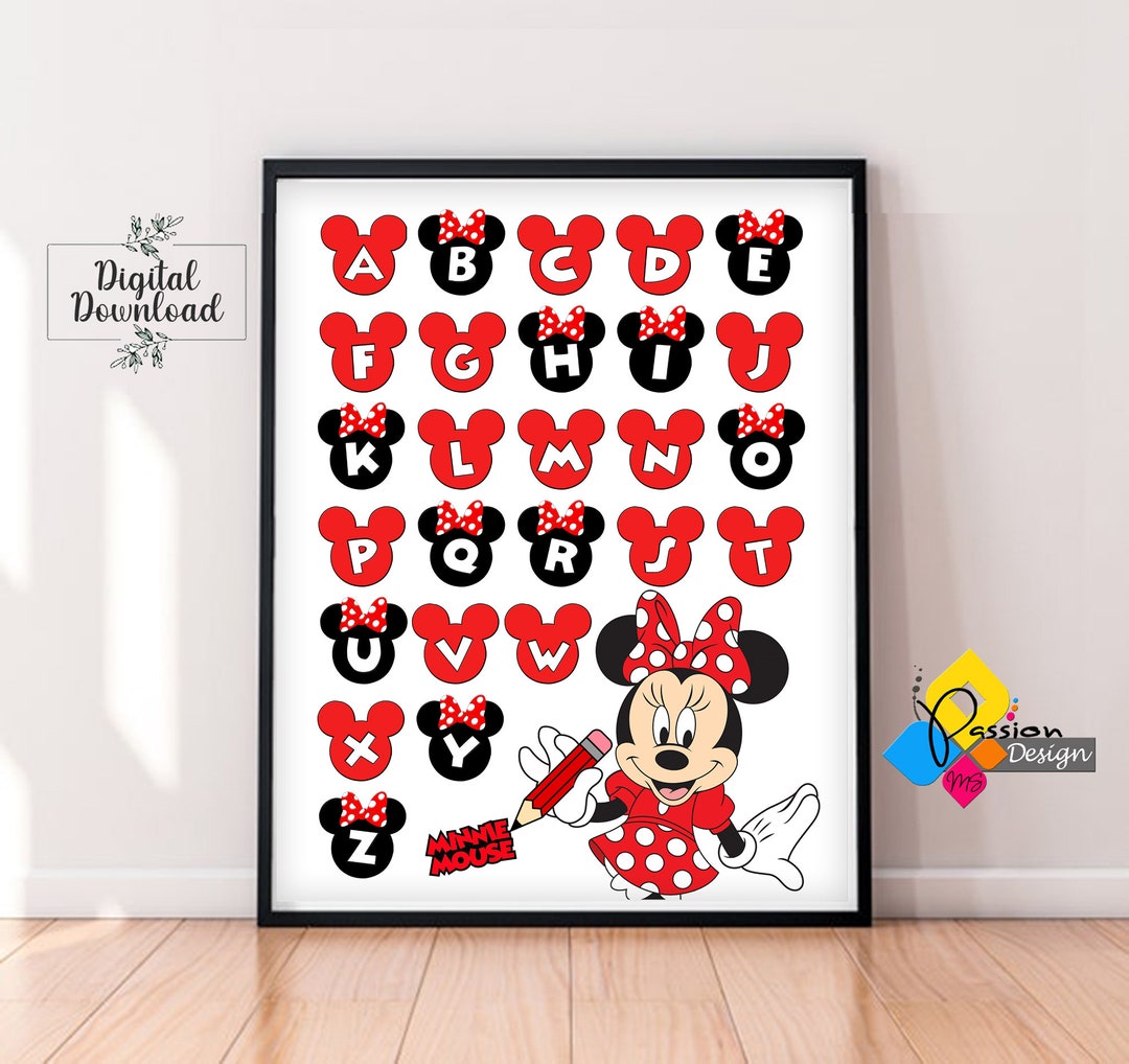 MINNIE Mouse Alphabet Poster. PRINTABLE Wall Art. Minnie Mouse ABC ...