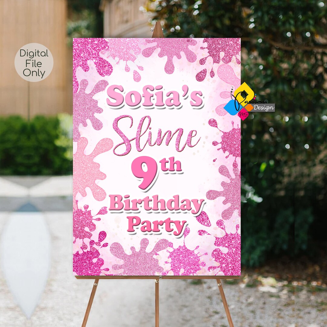 Tablero de Bienvenida de Cumpleaños de SLIME Rosa para Imprimir ...