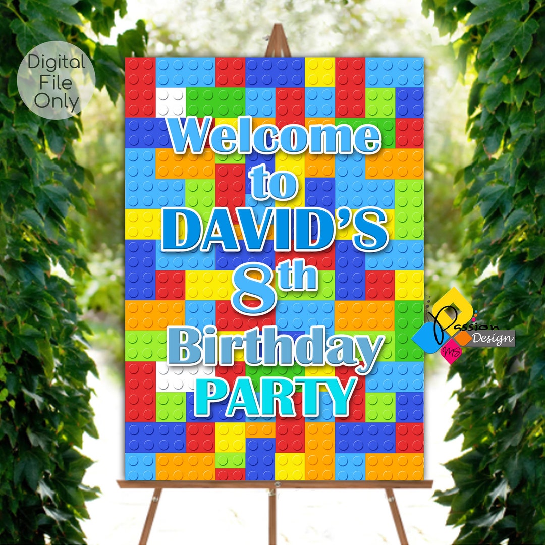 Printable BUILDING BLOCKS Birthday Welcome Board. Building Blocks ...