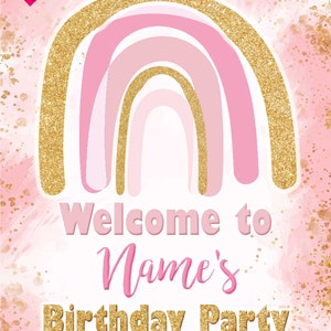 Printable PASTEL COLORS Pink RAINBOW Welcome Board. Baby Shower Party ...