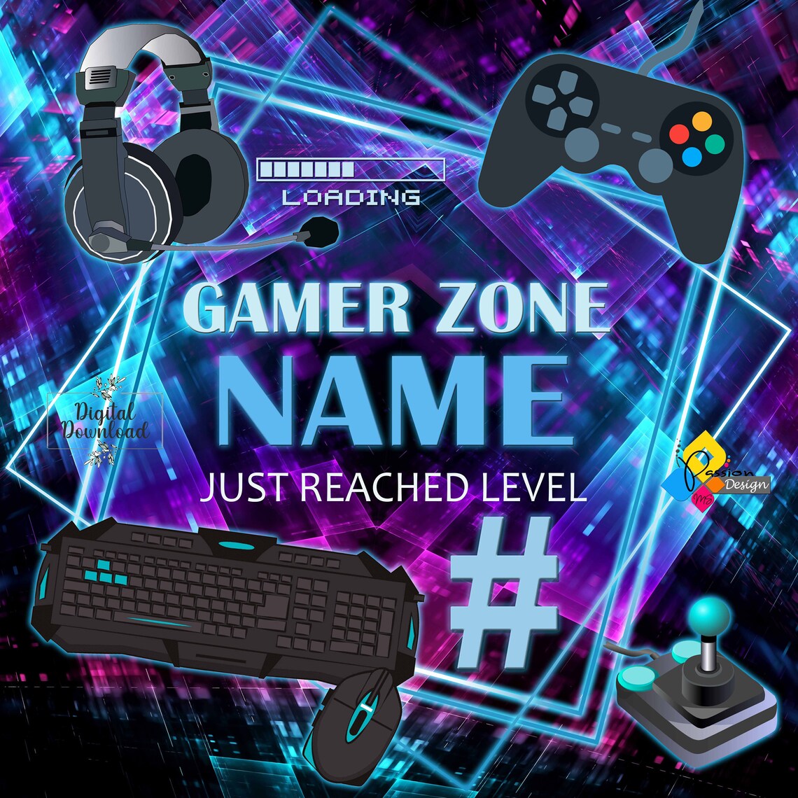 Printable GAMING Birthday Backdrop. Digital Video Game Party | Etsy