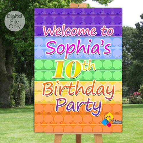 Printable POP IT FIDGET Toy Birthday Welcome Board. Custom - Etsy