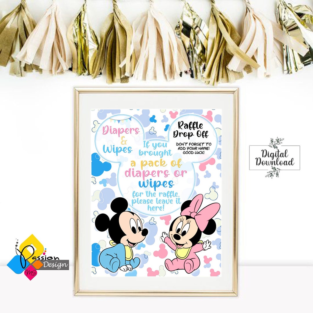 Printable Baby MICKEY and Minnie MOUSE Diapers and Wipes Raffle Kit ...
