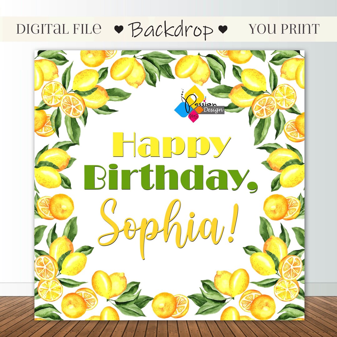 Printable LEMONS Backdrop. LEMONS Birthday Party Decor. Lemons Birthday ...