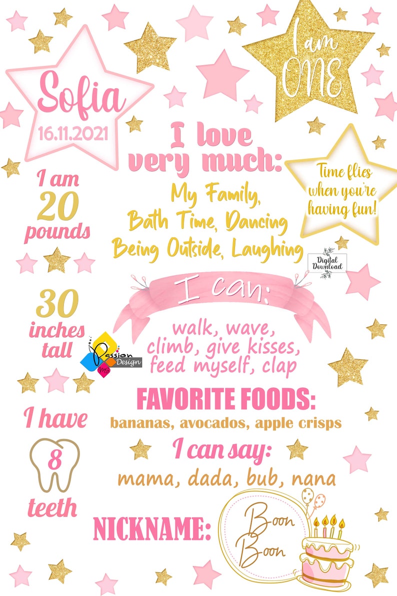 Printable Little STAR Milestone Board. Digital Pink Gold Stars - Etsy