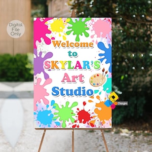 Printable Art Party Welcome Board. Painting Birthday Party Decor ...