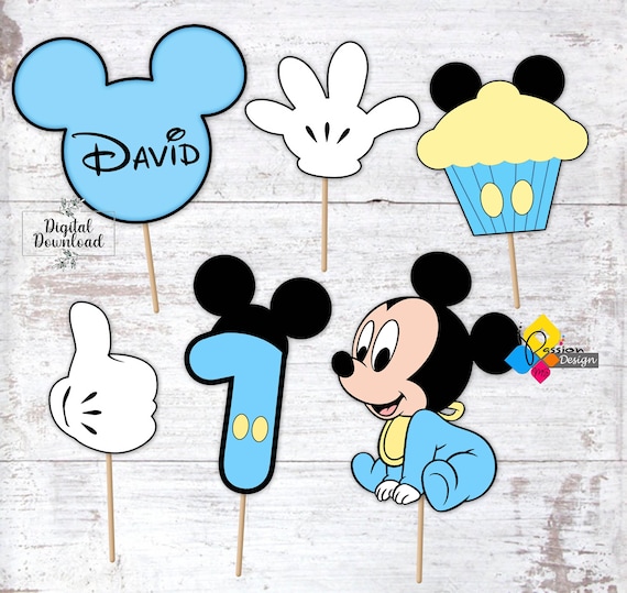 Etiquetas Imprimibles De Mickey Mouse De Color Azul