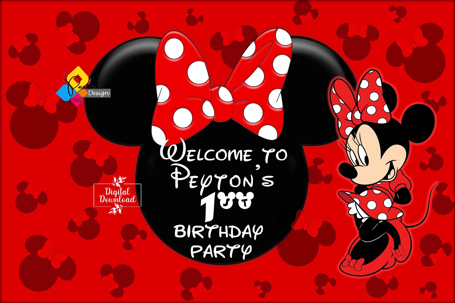 Printable MINNIE MOUSE Birthday Backdrop. CUSTOM Minnie Mouse - Etsy