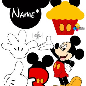 Printable Mickey Mouse Birthday Cake Toppers. Party Centerpieces. Table ...