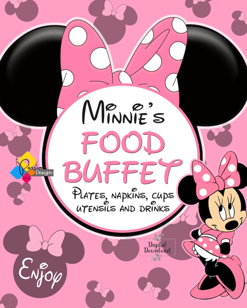 Printable MINNIE MOUSE Food Buffet Sign. Minnie Mouse Party - Etsy