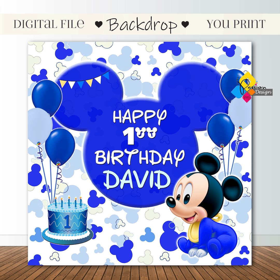Printable MICKEY MOUSE Birthday Backdrop. CUSTOM Mickey Mouse Baby ...