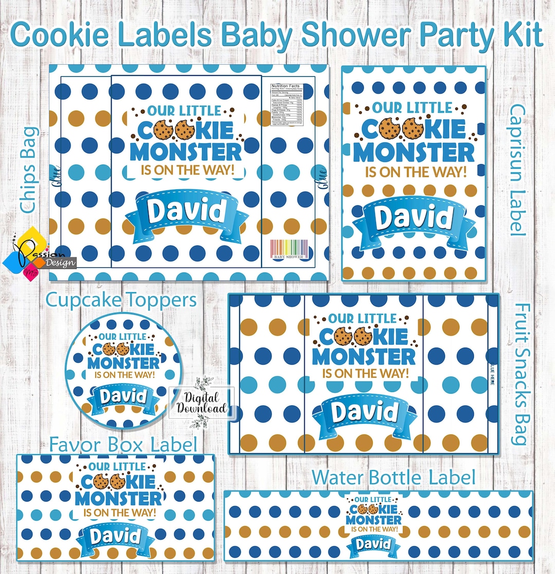 Printable Cookie Labels Party Kit. Custom Baby Shower Labels: Favor Box ...