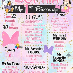 Printable MINNIE MOUSE Daisy Duck Milestone Board. Pink GOLD Minnie and ...
